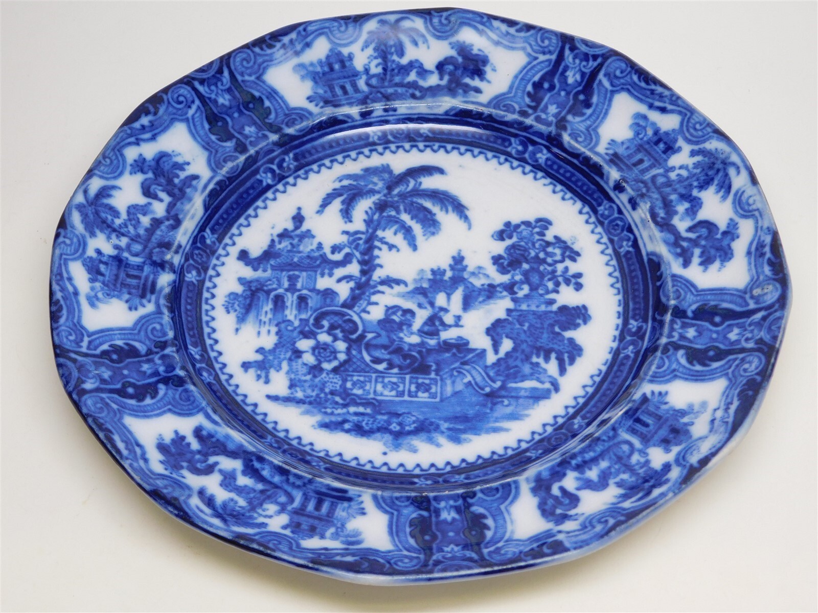 ANTIQUE 9" W ADAMS & SONS "KYBER" FLOW BLUE LUNCHEON PLATE | eBay