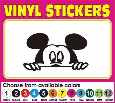 Disney peeping Mickey Mouse Mickie Car Truck window vinyl decal sticker ...