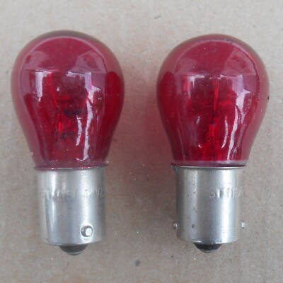 A pair 12V Brake Stop Signal Turn Tail Lamp Light Bulb Red 1156R with ...