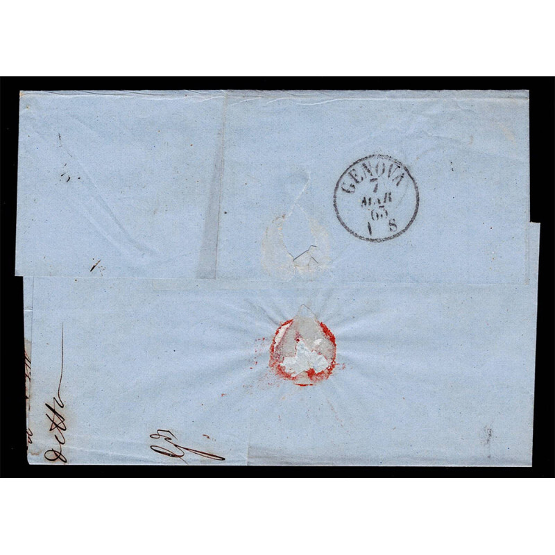 SP792 - 1863 Piego 15 Cent Lithographic Sas.12 - Cancellation Turin 4 ...