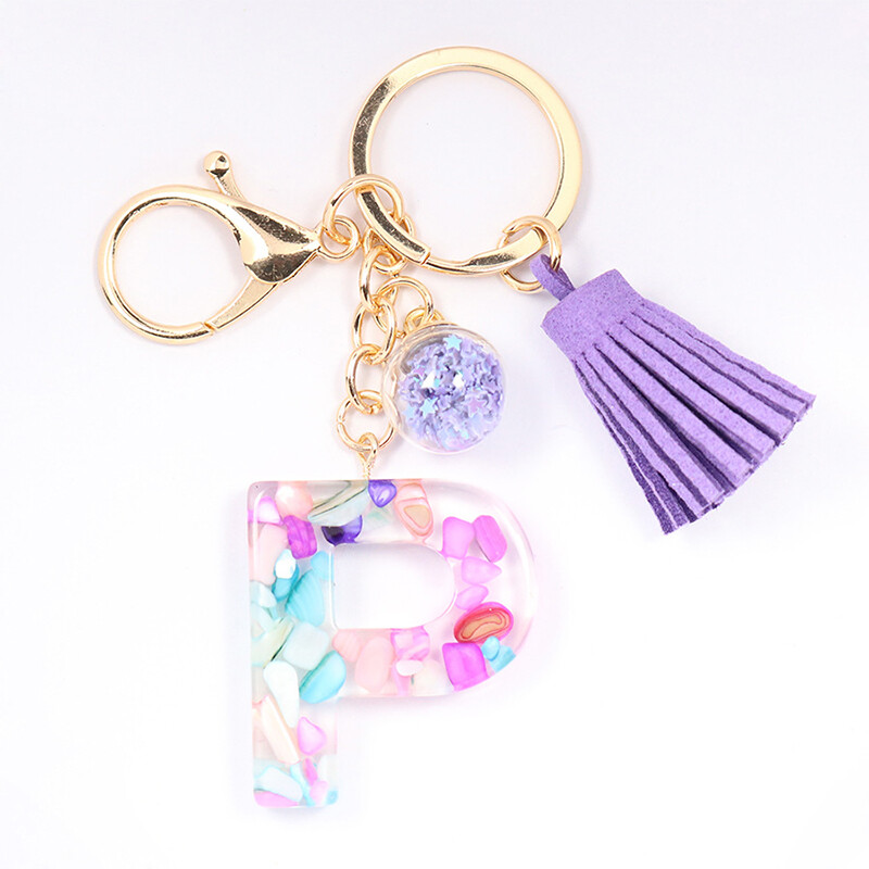 Alphabet Keyring Charm A-Z Initials Letter Key Ring Shiny Key Chain Bag ...
