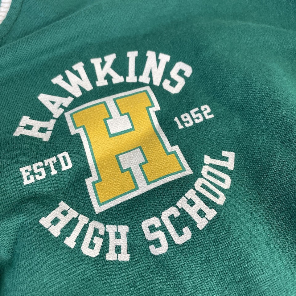 Stranger Things Hawkins High Snap Front Fleece Varsity Jacket Kid SZ 14 ...