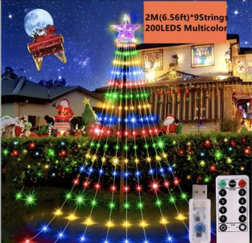 Christmas Tree Waterfall Lights 200LED RGB Color Changing for Indoor ...