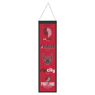 Portland Trail Blazers NBA Heritage Banner Embroidered Wool 8" X 32" | eBay