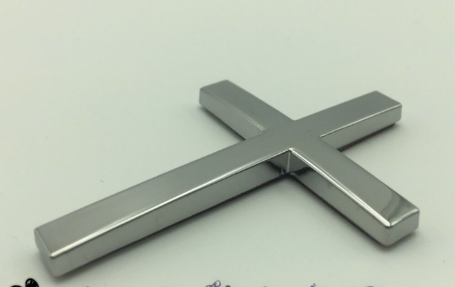 2pcs Chrome Metal 3D Cross Crucifix Car Trunk Rear Emblem Badge Decals ...