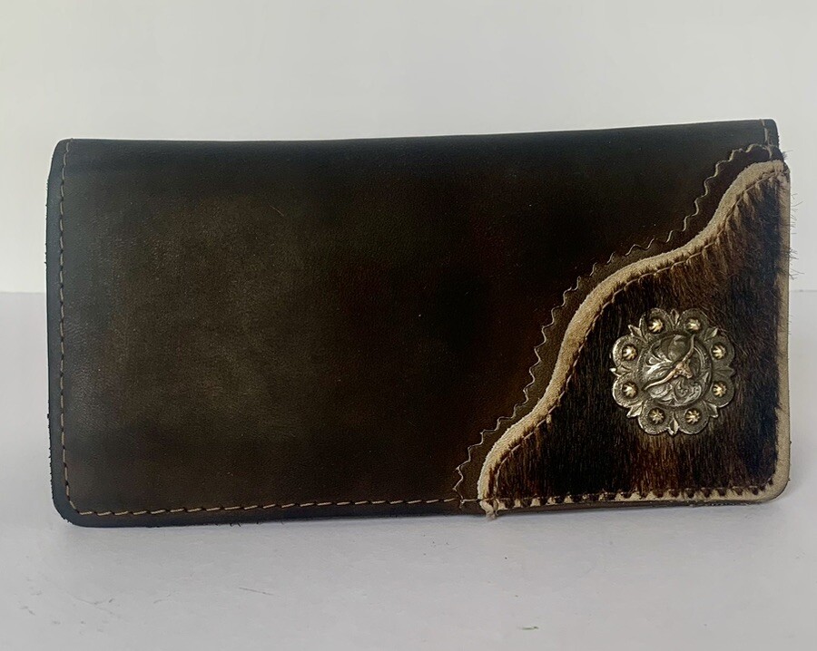 Western Leather/Cowhide Brown Bifold Wallet ~ Longhor… - Gem
