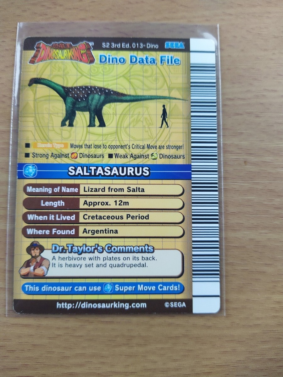 Dinosaur King Saltasaurus Card DINOSAUR KING ARCADE Cards SEGA *YOU