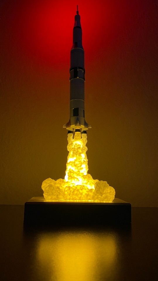 Saturn V Rocket Lamp 3D Print Office Decoration. 16.15" Height Desk ...