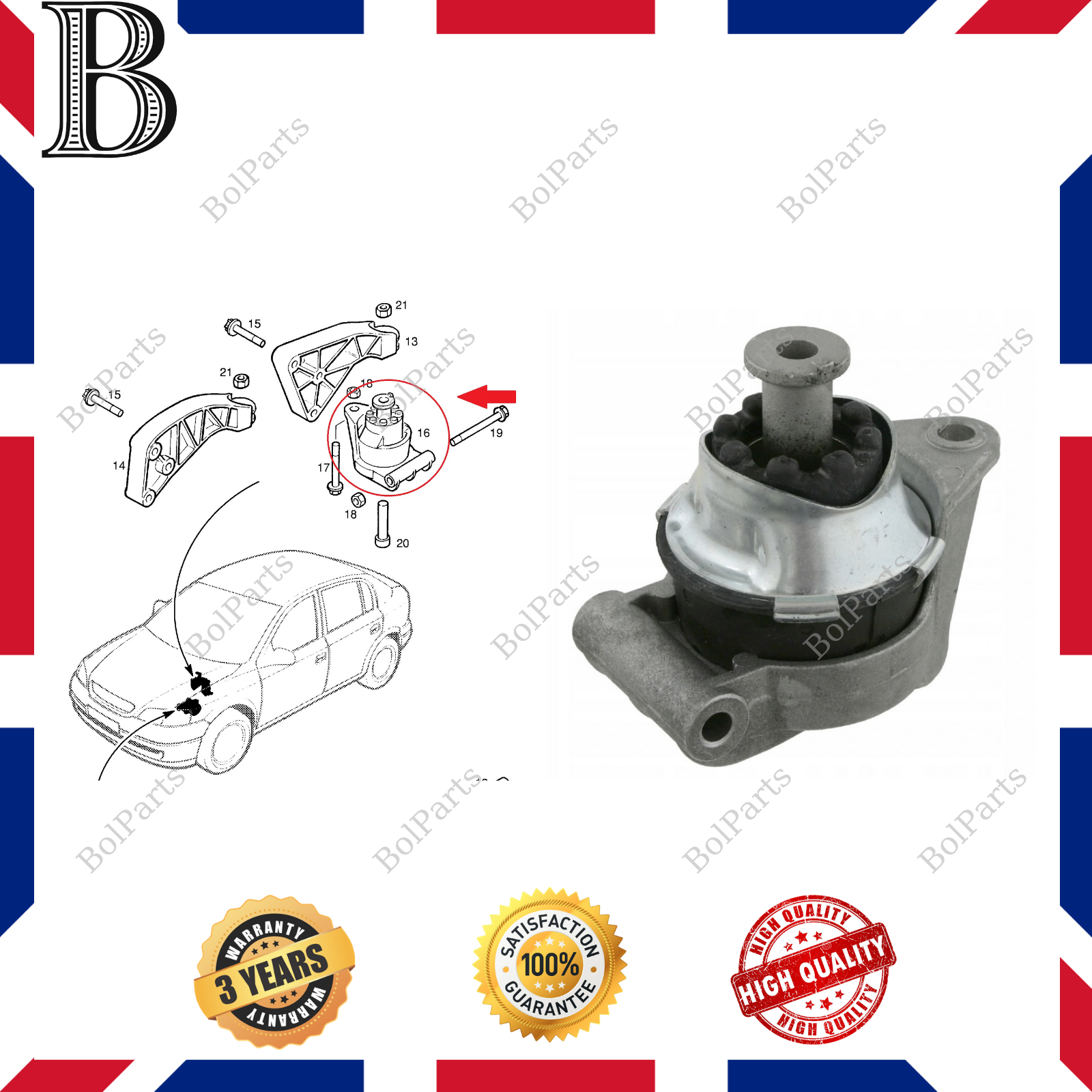 Vauxhall/Opel Astra G/H Zafira A/B Rear Engine Mount Damper 682502 ...