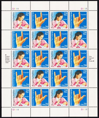 US 1993 American Sign Language Sheet (2783-84) . Mint Never Hinged | eBay