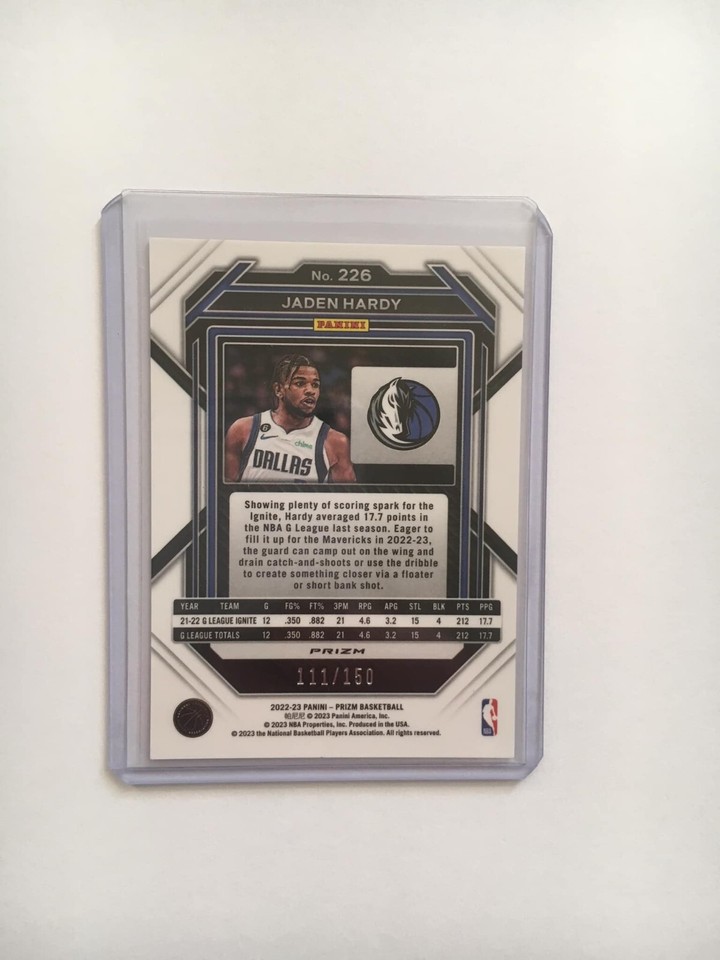 2022-2023 PANINI NBA PANDORA PREMIUM PRIZM #226 RC JADEN HARDY #111 of ...