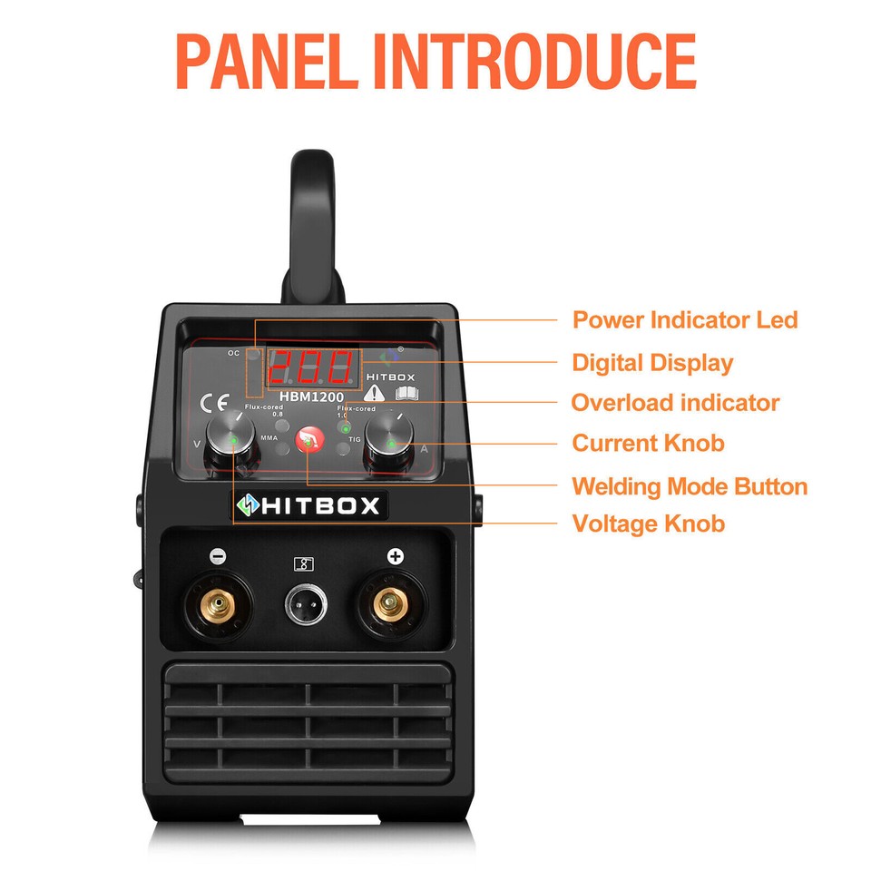 3-in-1 HBM1200 MIG TIG Welder Gasless Inverter 240V DC ARC TIG Welding ...