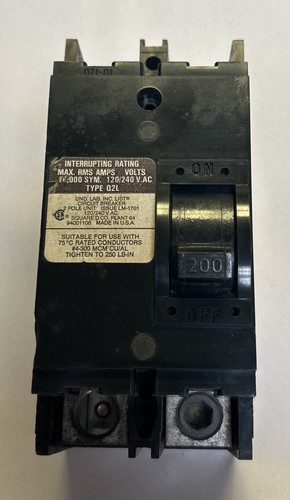 SQUARE D,Q2L2200,CIRCUIT BREAKER 200A 240V 2P | eBay