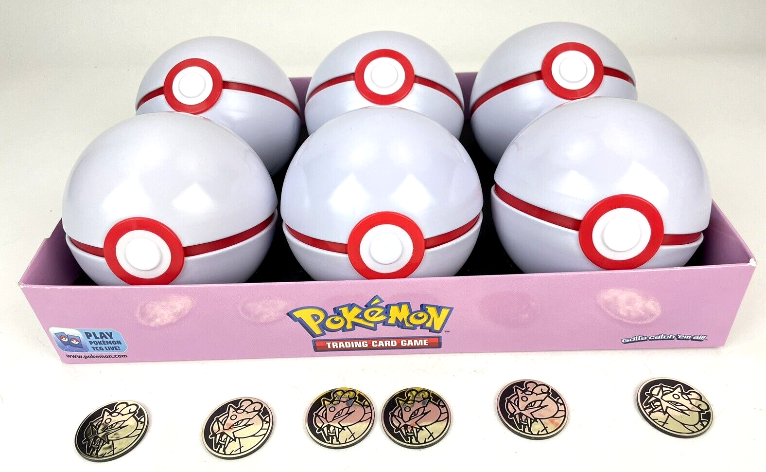 Pokemon PokeBall Tin Lot of 6 PREMIERBALL EMPTY Coins Display Cosplay ...