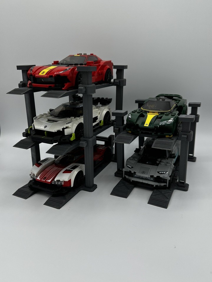 Triple Car Lift Display Stand for Lego Speed Champions Grey brand new ...