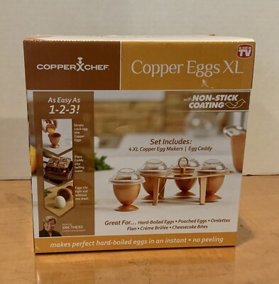 Copper Chef Copper Eggs XL Set with Non Stick Coating 4 XL Egg Maker w ...