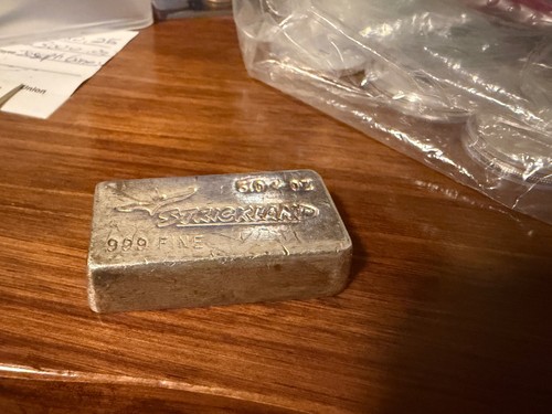 Vintage 5oz Strickland Hand Poured 999 Silver Bar | eBay