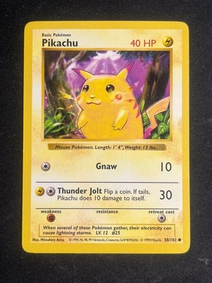 Pokémon Pickachu Shadowless Red Cheeks 58/102 Base Set | eBay