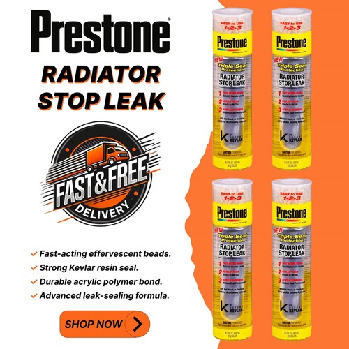 4 x Prestone Radiator Stop Leak Triple Seal Protection with Kevlar 16.5 ...