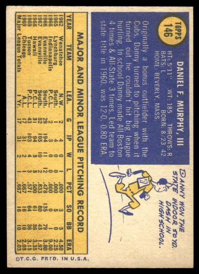 1970 Topps Danny Murphy Chicago White Sox #146 | eBay