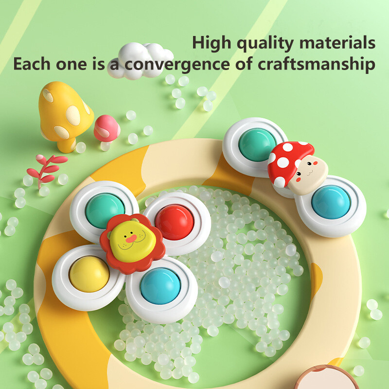 3PC Set Suction Cup Cartoon Animal Spinner Toys For Kids Bath TNG ...