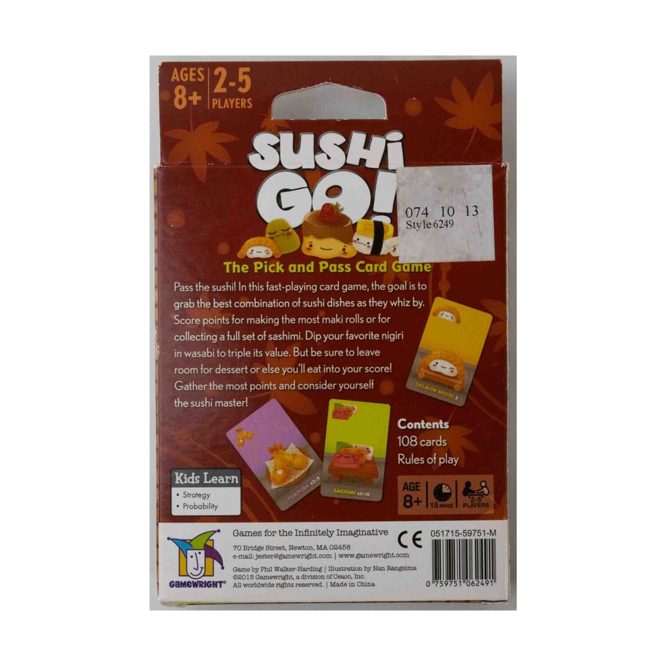 Gamewright Cardgame Sushi Go! (2nd Ed) Box VG+/NM 759751062491 | eBay