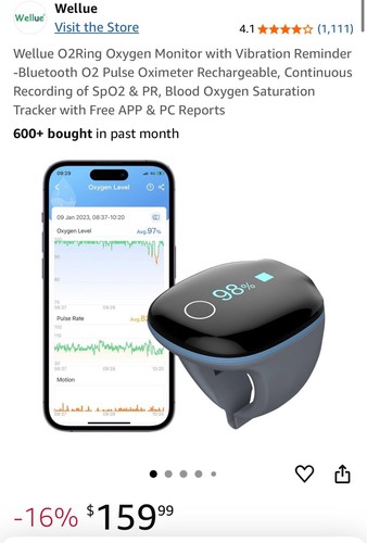 Wellue O2 ring Oxygen Monitor With Vibration Reminder | eBay