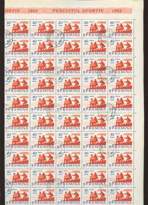 ROMANIA FISHING 4 FULL SHEETS FU 1962...400 stamps...10B 25B 40B 55B | eBay