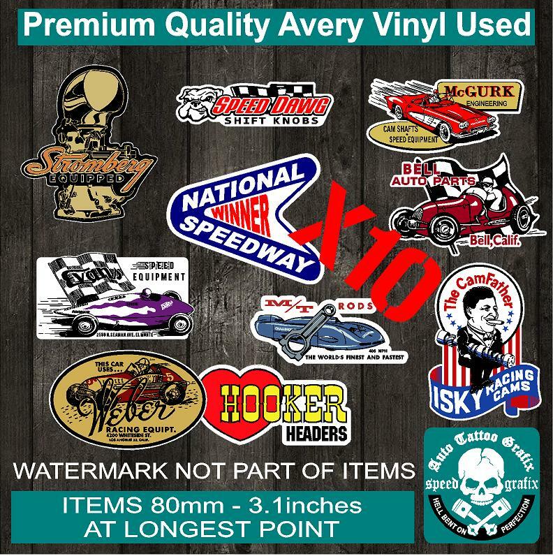 VINTAGE HOT ROD DECAL STICKER GIFT PACK X10 CAR TOOLBOX ISKY THOMPSON ...