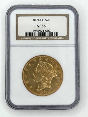 1874 CC $20 Gold Double Eagle Coin VF35 NGC - Carson City Gold! | eBay