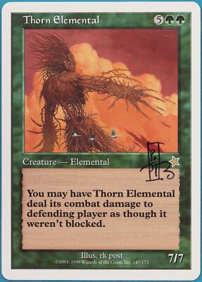Thorn Elemental Starter 1999 NM Green Rare SIGNED MTG CARD (ID# 410081 ...