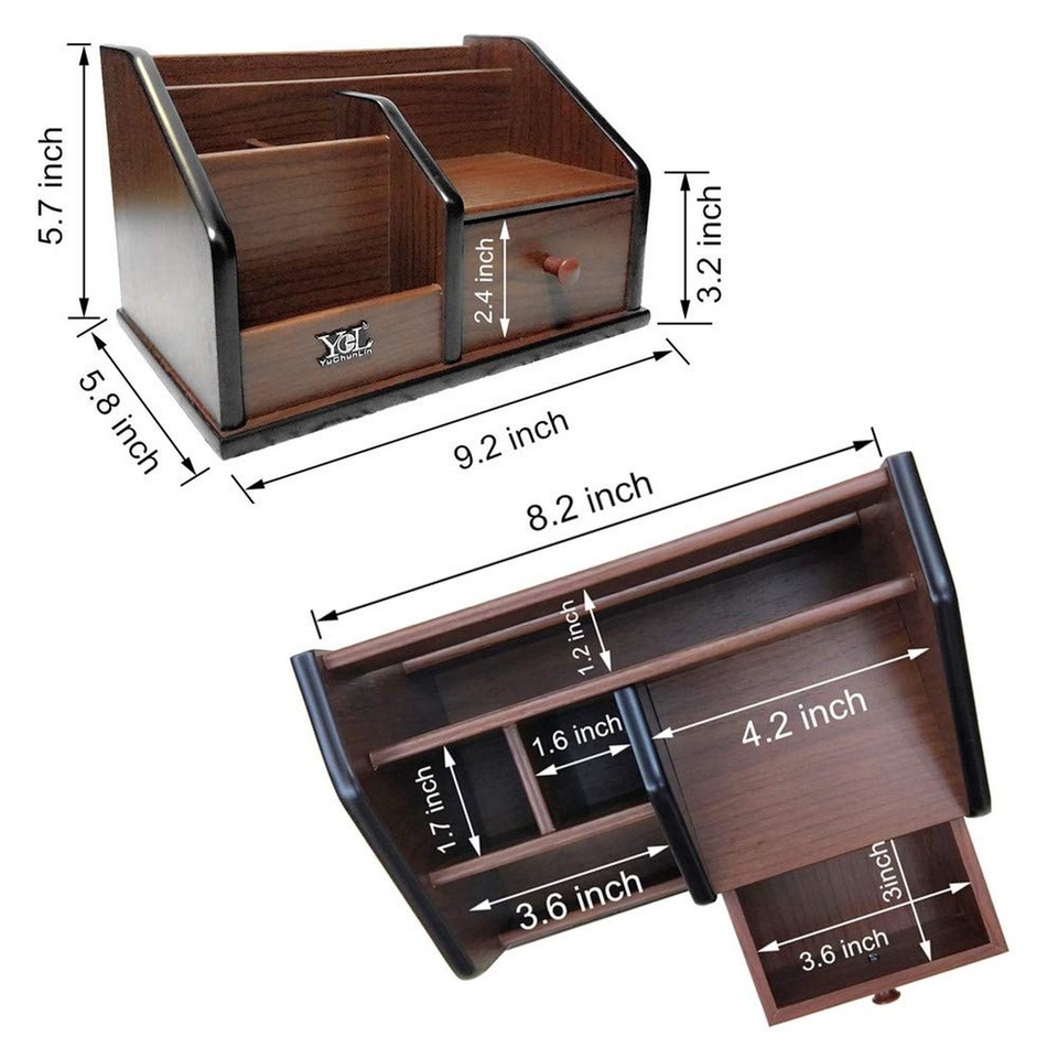 Wooden desk organizer with Drawer,Multifunctional Office & Home Storage ...