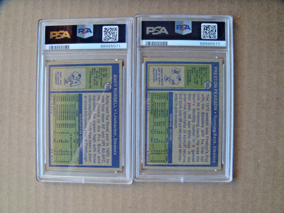 Pittsburgh Steelers 1972 Topps football PSA 6 High Number lot Pearson ...