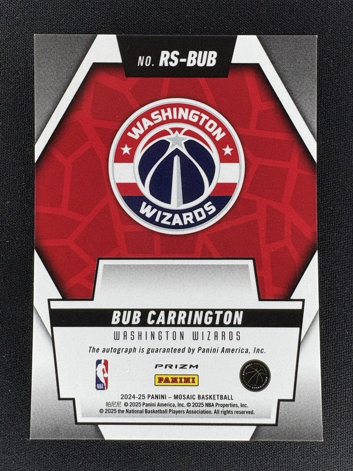 2024-25 Mosaic Basketball BUB CARRINGTON Rookie Card Mosaic Autograph # ...