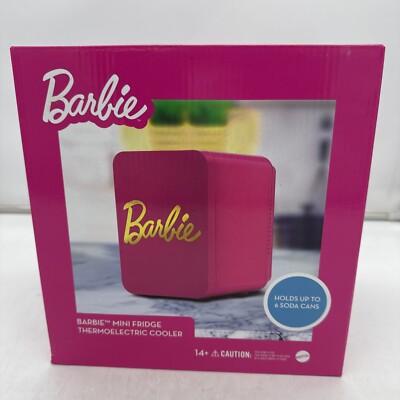 Barbie Hot Pink 6 Can Personal Mini Fridge Thermoelectric Cooler Sanrio ...