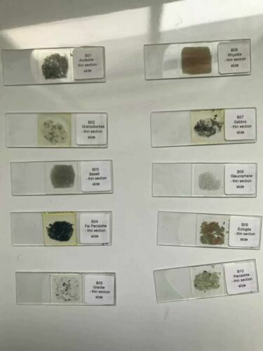 24PCS Geology Microscope Prepared Slides Mineral Thin Section Slides ...