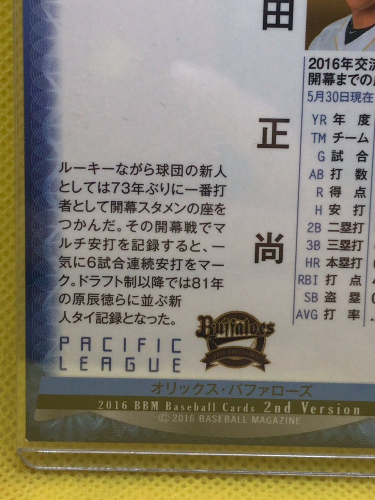 MASATAKA YOSHIDA 2016 BBM card 2nd version #461 ROOKIE rare ORIX BUFFALOES | eBay