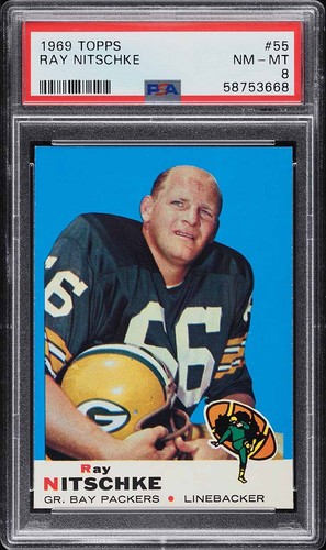 1969 Topps FB Card # 55 Ray Nitschke Green Bay Packers HOF PSA 8 NM-MT ...