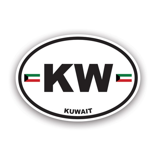Kuwait Oval Sticker Decal - Weatherproof - kuwati flag country code ...