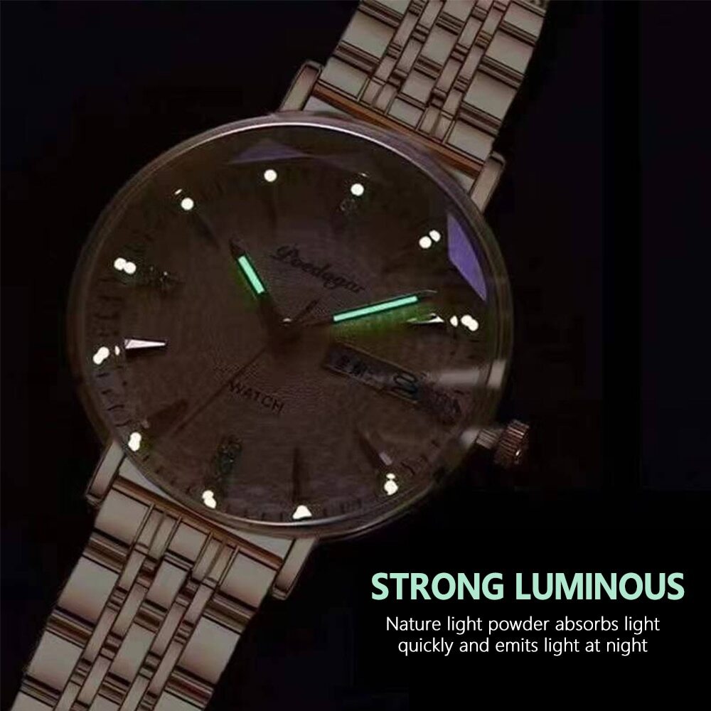 Women Watch Stainless Steel Gold Waterproof Luminous Ladies Watch ...
