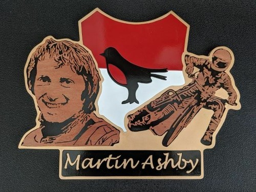 Martin Ashby Swindon Robins speedway action portrait wood art FREE P&P ...