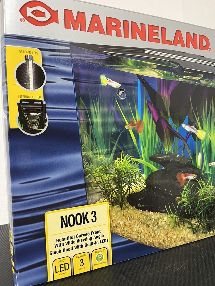 Marineland Nook 3 Aquarium Kit with Built-In LEDs and Hidden Filtration ...