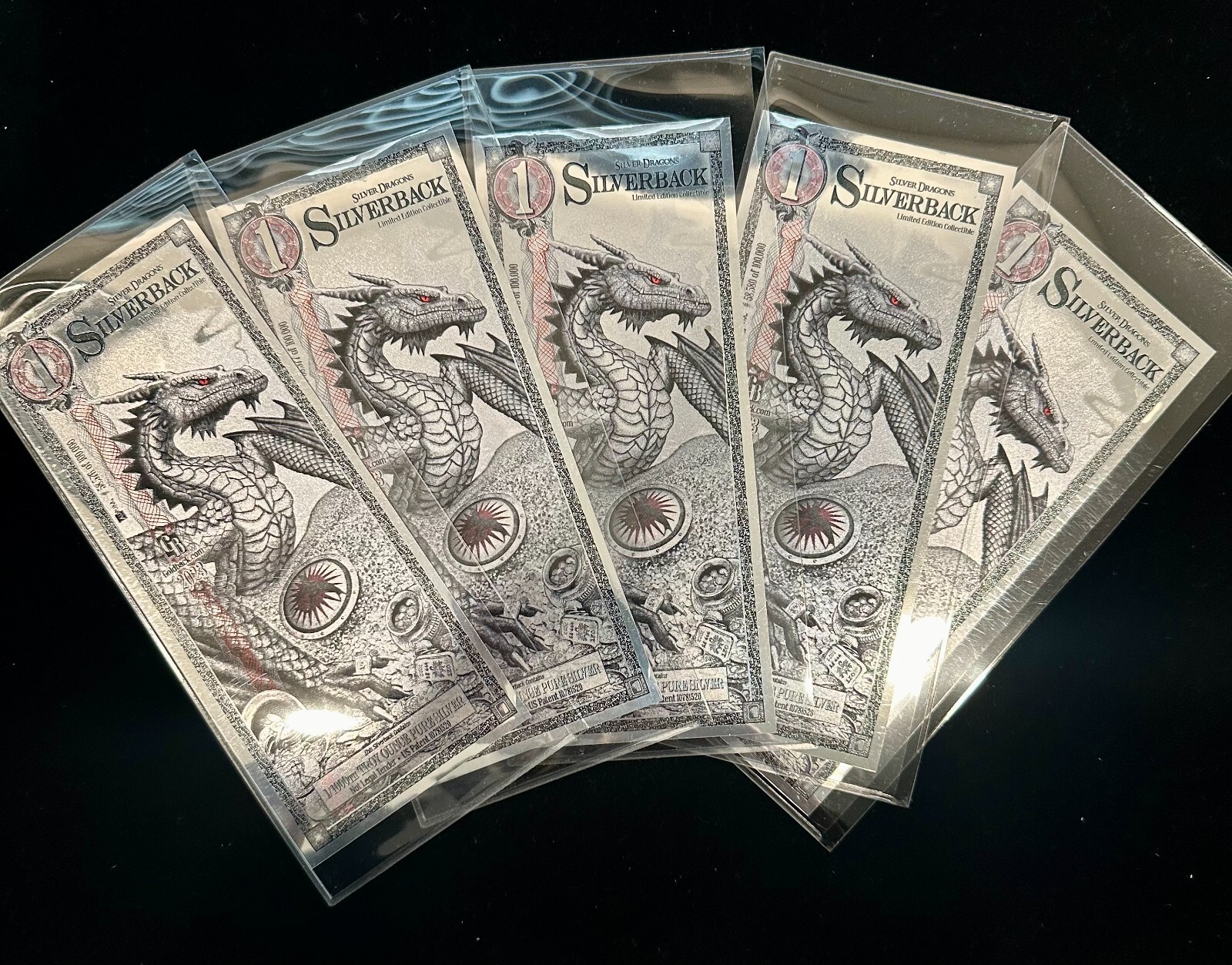 5X Silver Dragon Silverback Limited-Edition Note .999 Fine Silver Foil ...