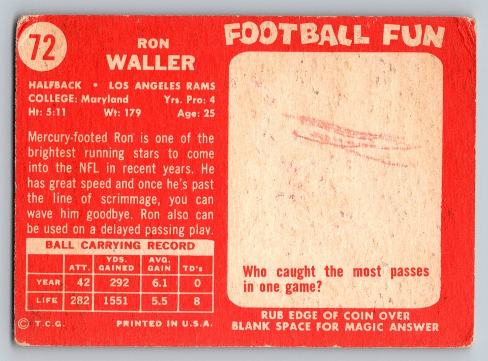 1958 Topps - #72 Ron Waller | eBay