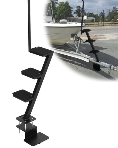 3-Step Boat Trailer Steps,Heavy Duty Boat Steps with Handle Non Slip ...