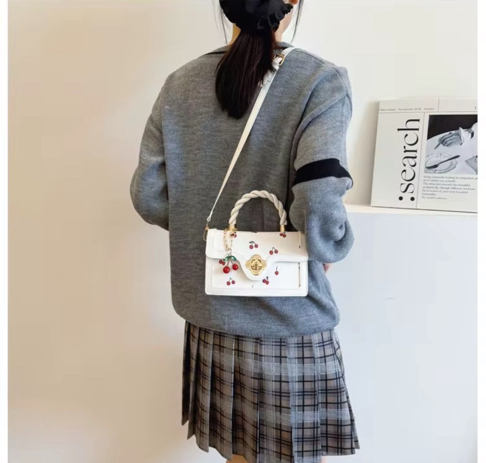 New Cherry Print White Mini Handbag/Crossbody | eBay