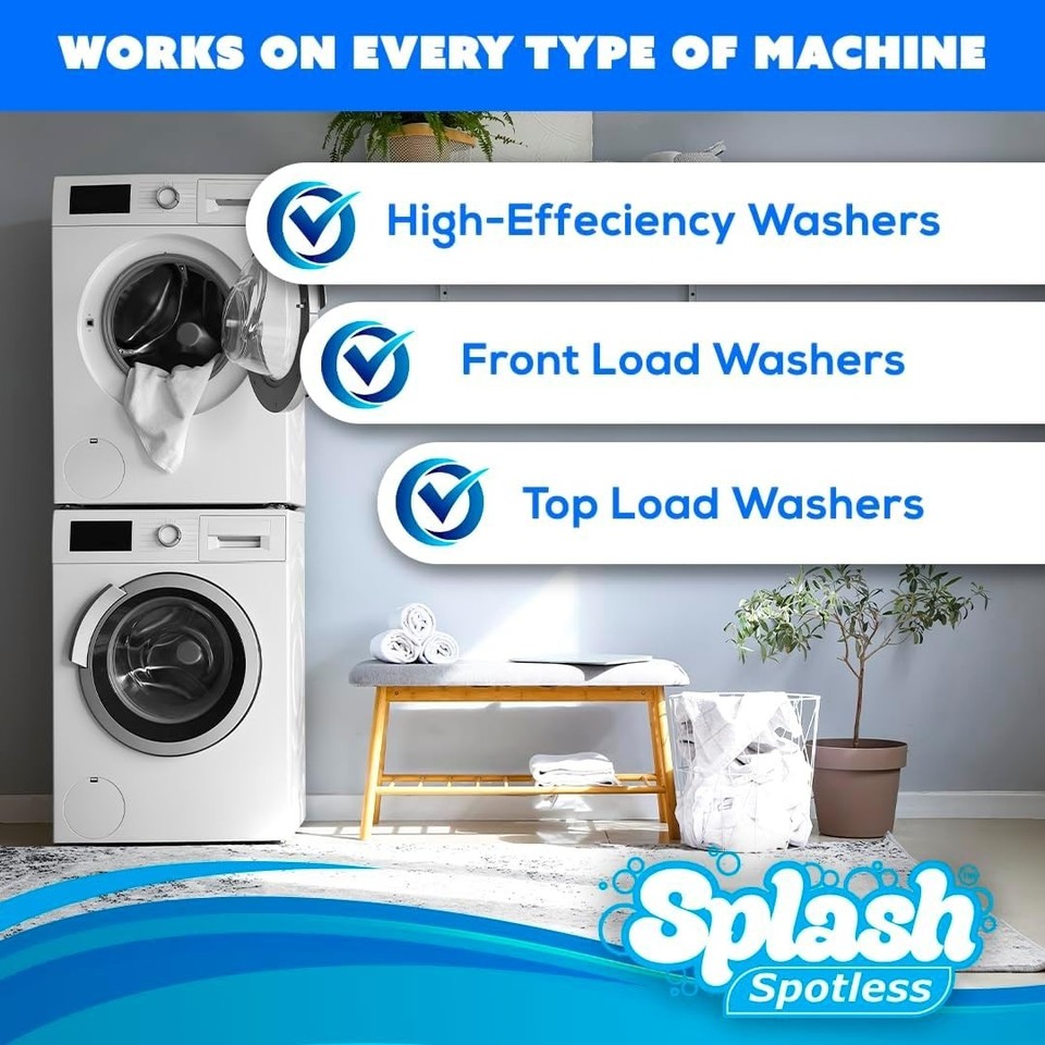 Splash Spotless Washing Machine Cleaner for HE Front Load & Top Load ...