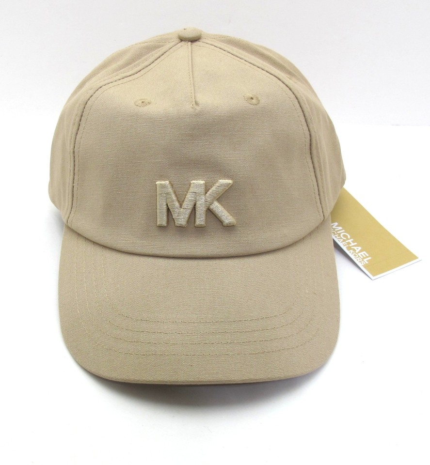 NEW MICHAEL KORS Mens/Womens Baseball Cap MK Embroidered Khaki/Beige ...