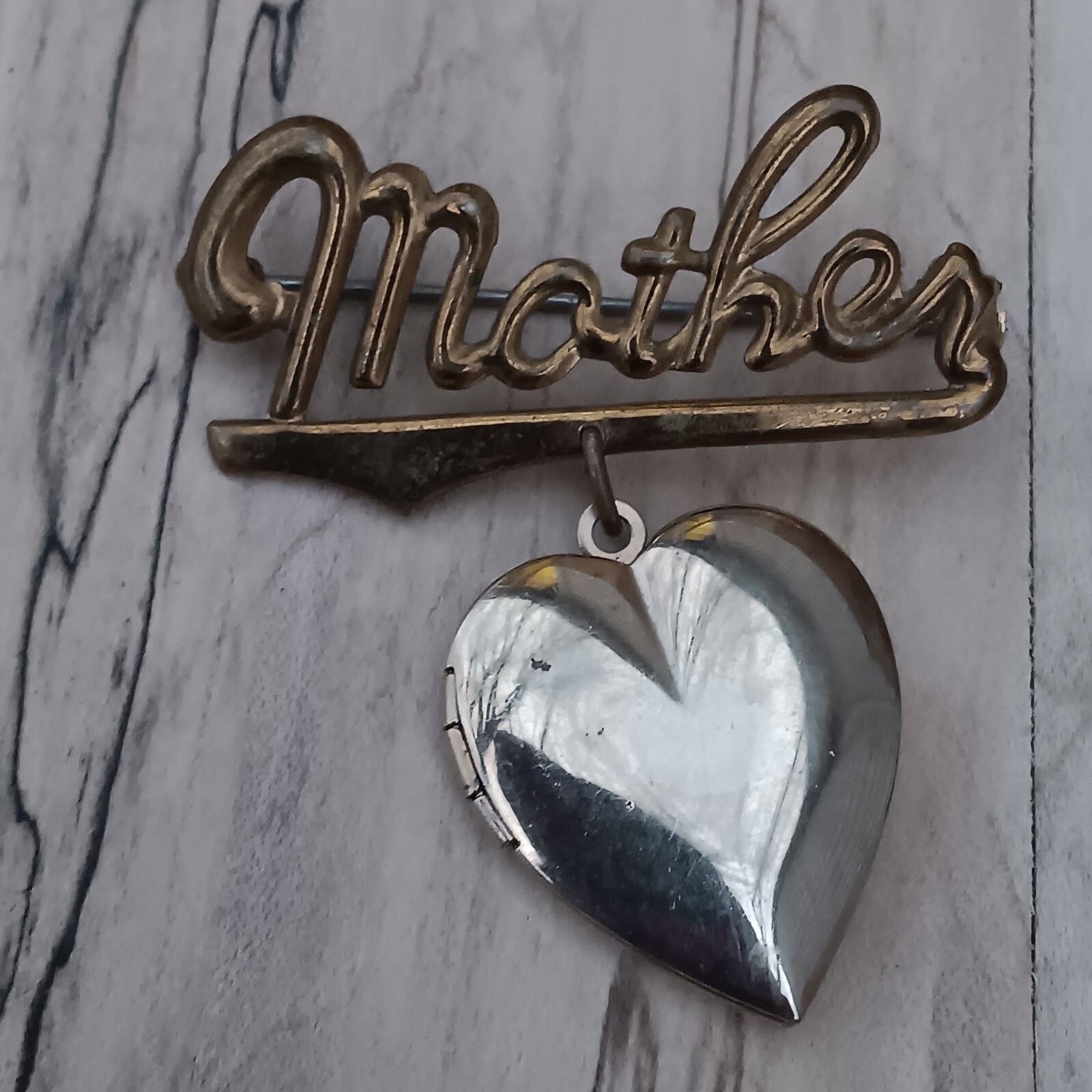 Vintage WWII Era Mother Heart Locket Pin, 1940's, Vin… - Gem