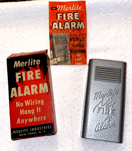 Vintage Merlite Fire Alarm No Wiring Hang Anywhere w Box and ...